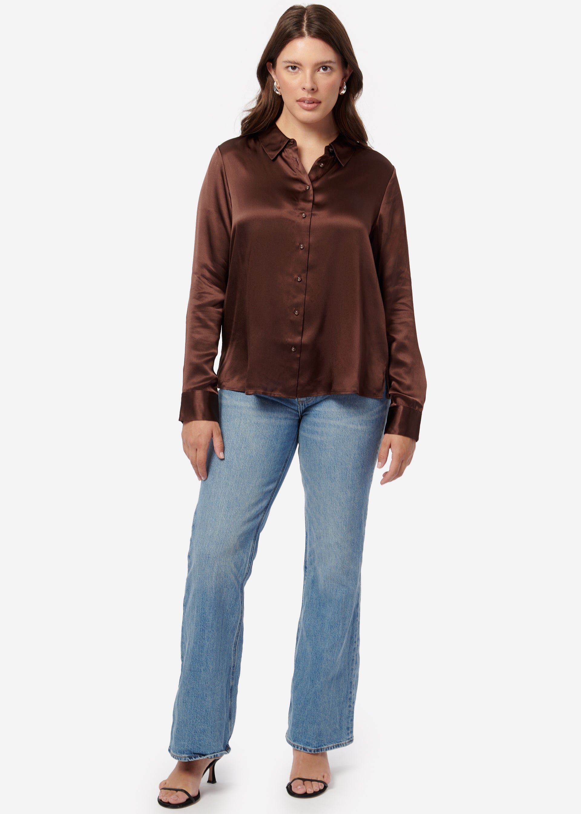 Crosby Silk Blouse Chocolate – CAMI NYC